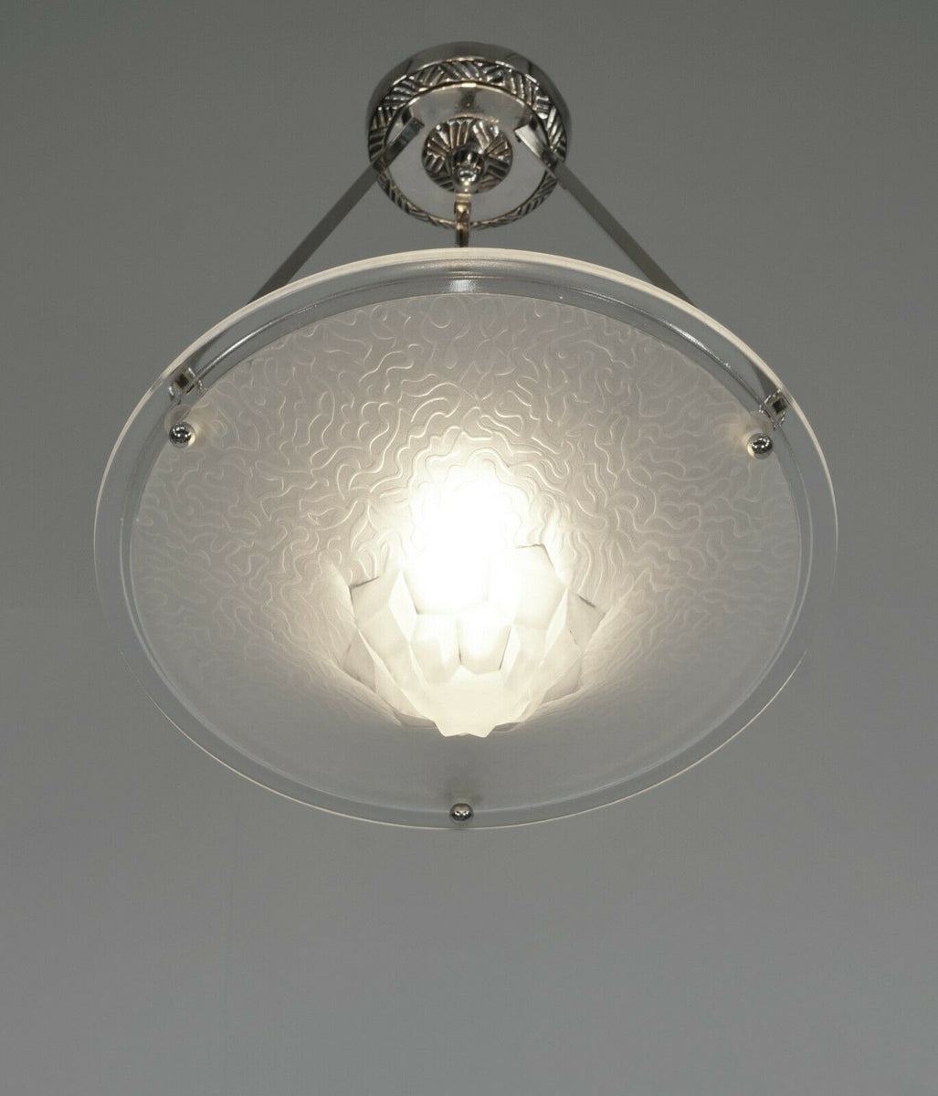 ヒューベンス&デュゲ アール・デコ調ペンダントライト フランス1930年 – アンティークテーブルウェア